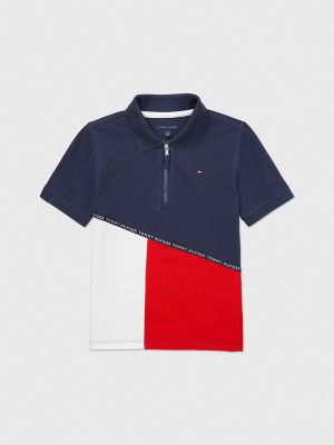 Kids' Flag Block Zip Polo | Tommy Hilfiger USA