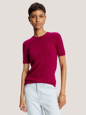 Cable Knit Short-Sleeve Sweater | Tommy Hilfiger