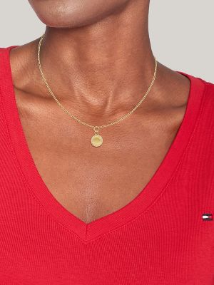 Gold Tone Pendant Mini Crystals Necklace Tommy Hilfiger